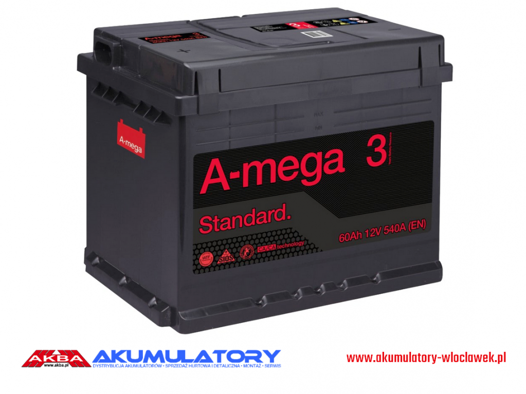NOWY Akumulator AMEGA Standard M3 12V 60Ah 540A - Wloclaw.ski serwis ...
